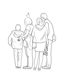Drawing of people standing Royalty Free Vector Image