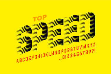 Top speed style font alphabet and numbers Vector Image
