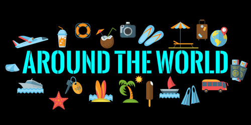 Around the world horizontal banner Royalty Free Vector Image