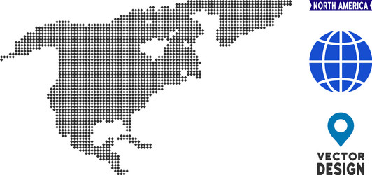 Dotted pixel north america map Royalty Free Vector Image