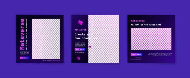 Social media post template for metaverse people Vector Image