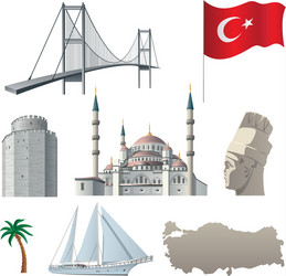 Turkish famous landmarks Royalty Free Vector Image