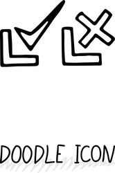 Doodle check mark icons symbols for yes Royalty Free Vector