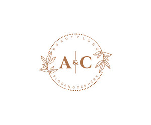Initial ac letters floral frames botanical Vector Image
