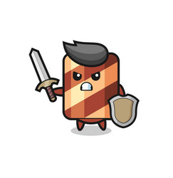 Cute tissue roll soldier fighting with sword Vector Image