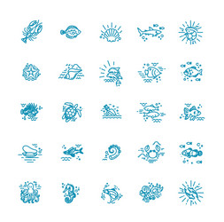 Marine Animal Icon Set Royalty Free Vector Image
