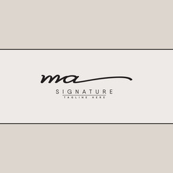 Handwritten signature logo for initial letter ma Vector Image