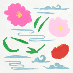 Pink Flower Hand Drawn Botanical Royalty Free Vector Image