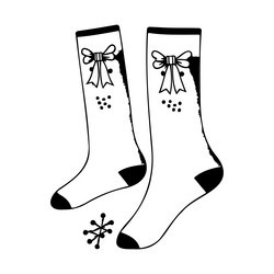 Socks icon hand draw black christmas colour logo Vector Image