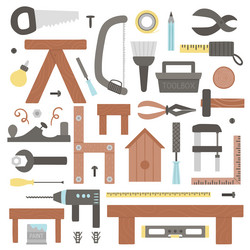 Horizontal tools set flat colored with building Vector Image