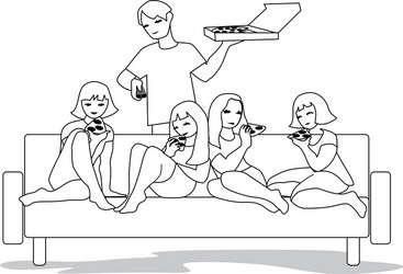 Friends at coutch Royalty Free Vector Image - VectorStock