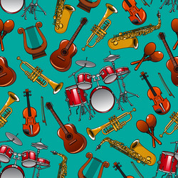 Musical instruments seamless pattern Royalty Free Vector