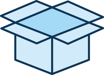 Open blue packing box with one arrow on a white Vector Image