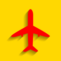 Airplane sign red icon Royalty Free Vector Image