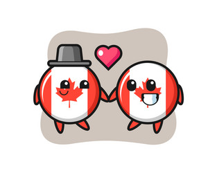 Canada flag badge cartoon character walking Vector Image