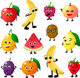 Orange banana apple pear fruit cartoon color Vector Image