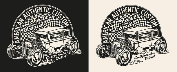 Classic hot rod front view with surf Royalty Free Vector
