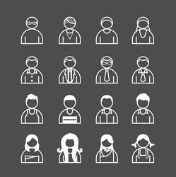 Human icons line style set with personal data Vector Image