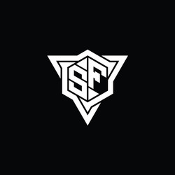 Sf logo monogram hexagon shape with triangle Vector Image