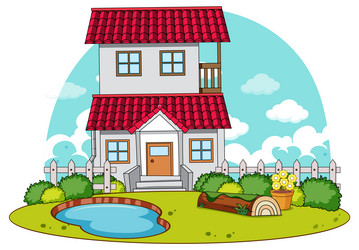 Cartoon a beautiful house Royalty Free Vector Image
