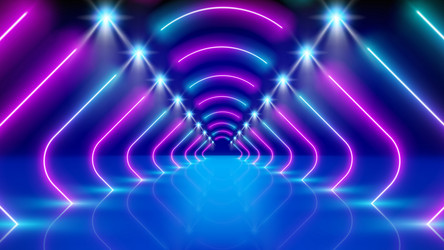 Glowing neon lines star shaped led arcade podium Vector Image