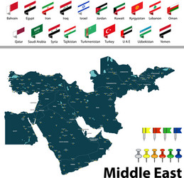 Middle east countries map in cartoon style Vector Image