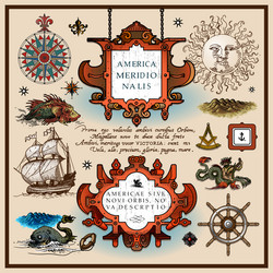 Antique map elements Royalty Free Vector Image