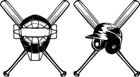 Baseball helmet and crossed bats Royalty Free Vector Image