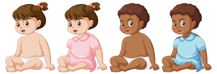 Set of toddler with different skin colour Vector Image