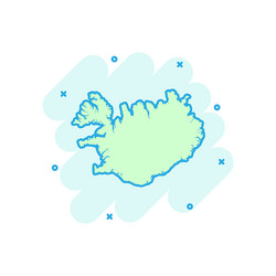 Cartoon iceland map icon in comic style Royalty Free Vector