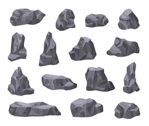Rock pile broken stone mountain cartoon element Vector Image