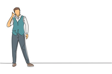 One single line drawing young sporty man Vector Image