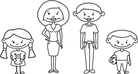 Big family outline Royalty Free Vector Image - VectorStock