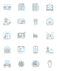 Forest glade linear icons set serene green lush Vector Image