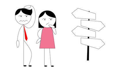 Stickman stick figure choice confused logo Vector Image