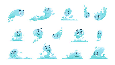 Cartoon water drop characters Royalty Free Vector Image