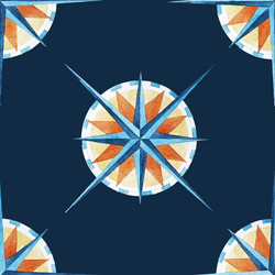 Wind rose over blue waves background Royalty Free Vector