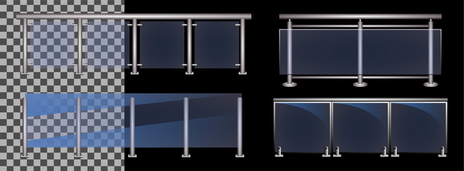 Glass railing set or fence with handrails Vector Image