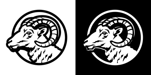 Head of a ram round logo emblem Royalty Free Vector Image