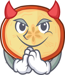 Devil sweet soursop fruit in cartoon kitchen Vector Image