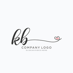 Kb initial handwriting logo design Royalty Free Vector Image