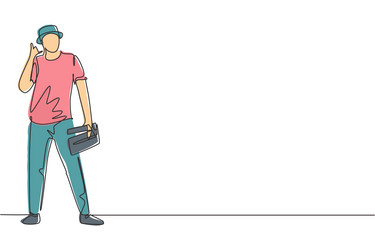 Single continuous line drawing film director Vector Image