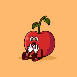 Cute blueberry fruit character sitting and crying Vector Image
