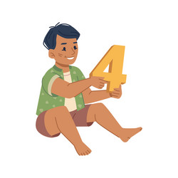 Student boy holding number cartoon character Vector Image