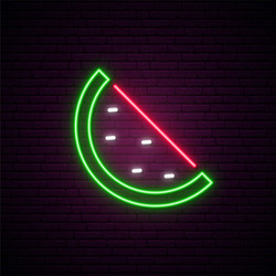 Neon watermelon sign glowing icon Royalty Free Vector Image