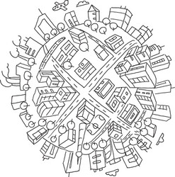 Round world planet earth the city Royalty Free Vector Image