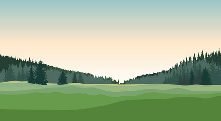 Rural landscape with panoramic skyline hills Vector Image
