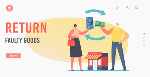 Broken goods return and exchange mobile app page Vector Image