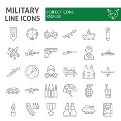 Military line icon set Royalty Free Vector Image
