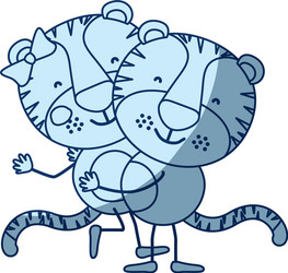 Blue color shading silhouette caricature Vector Image